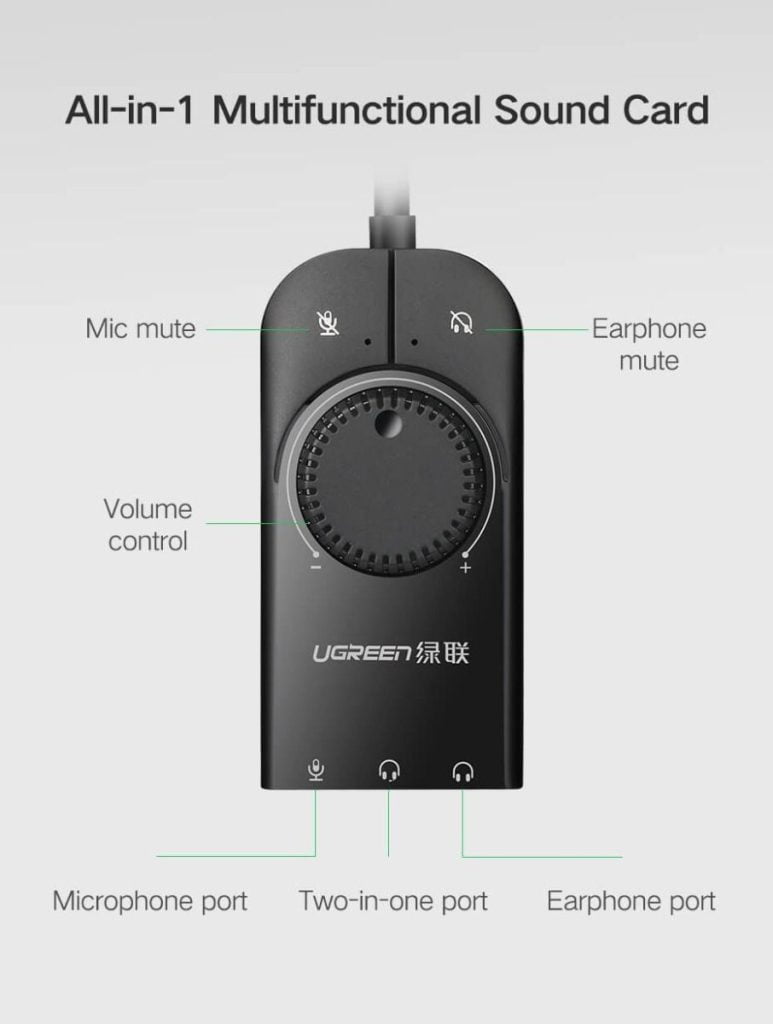 Ugreen USB External Sound Card Audio Interface With Volume Control ...